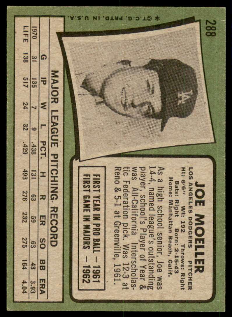 1971 Topps Baseball Card Jvb882 Joe Moeller #288 on Kronozio