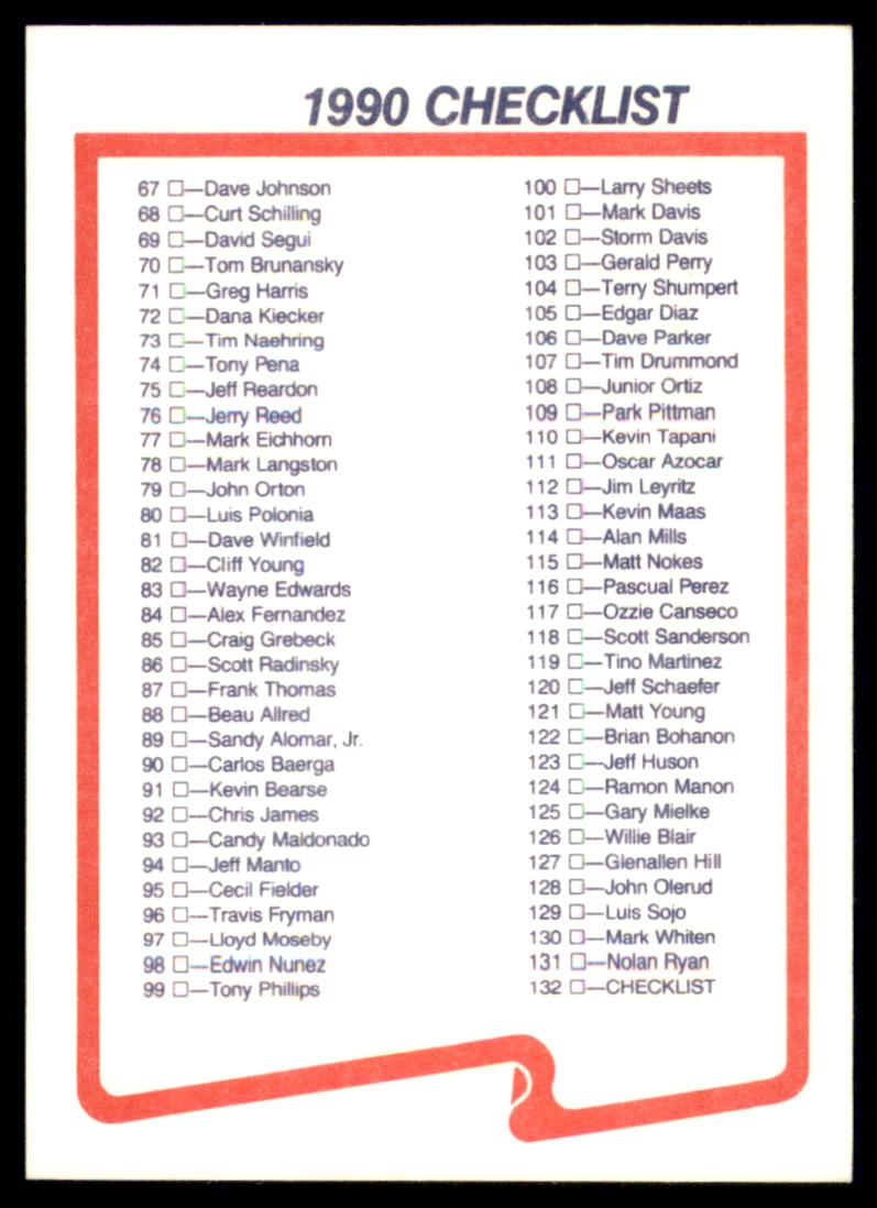 1990 Checklist Card #1 on Kronozio