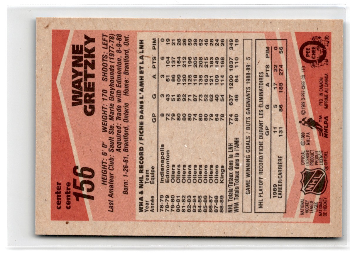 1989-90 O-Pee-Chee Wayne Gretzky #156 on Kronozio