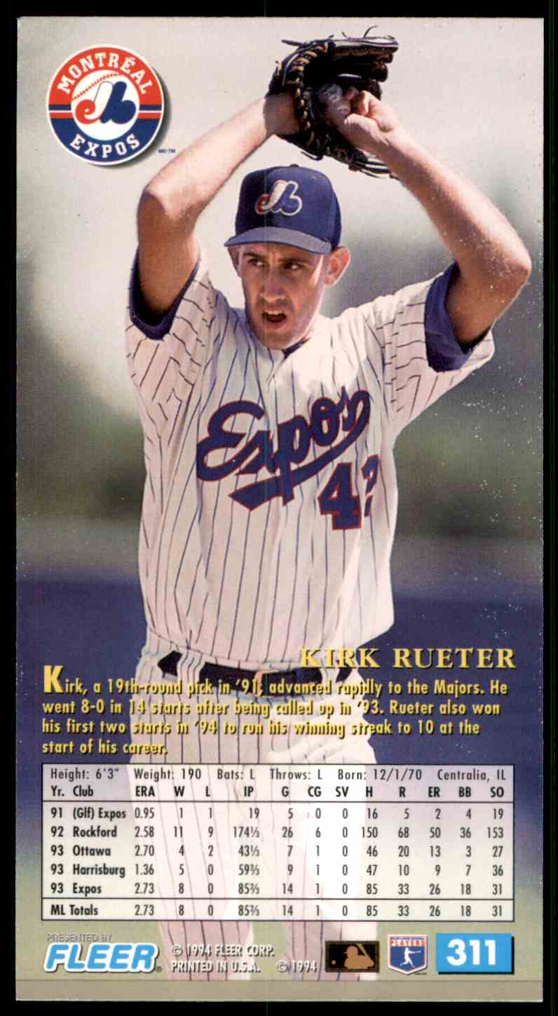 1994 Fleer Extra Bases Kirk Rueter #311 on Kronozio
