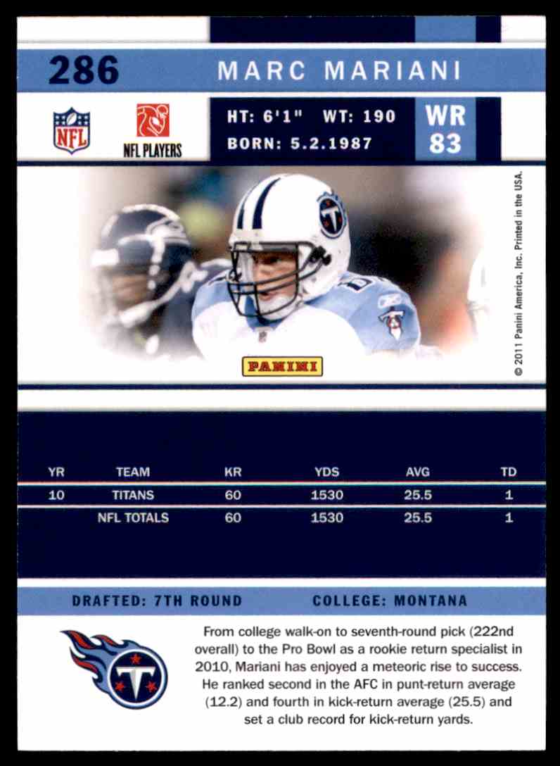 2011 Score Marc Mariani #286 on Kronozio
