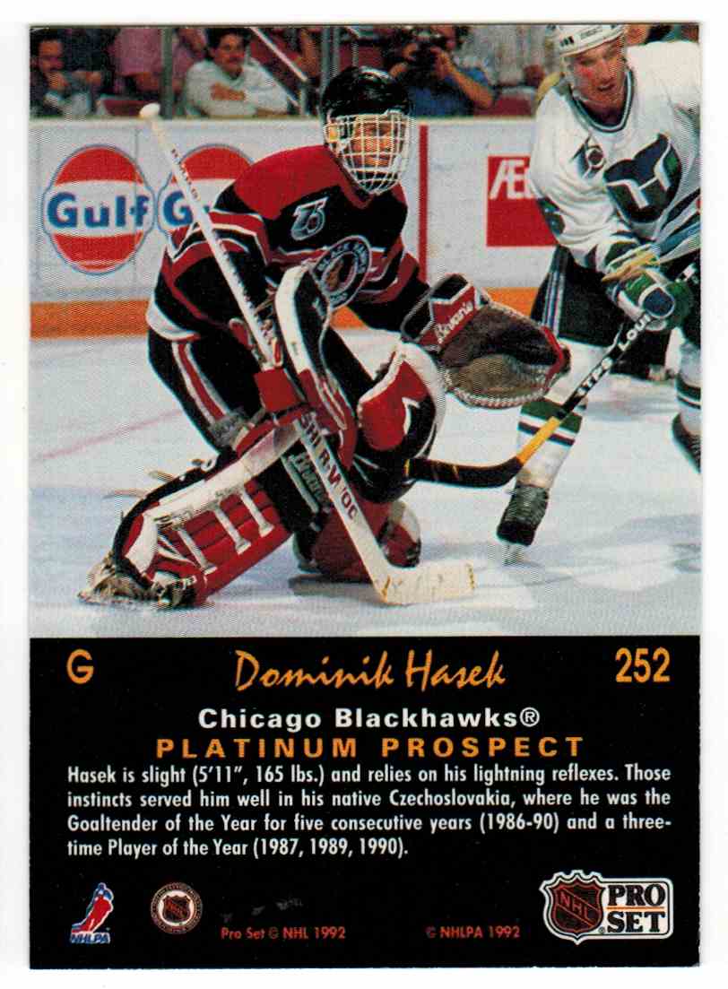 1991-92 Pro Set Platinum Dominik Hasek #252 on Kronozio