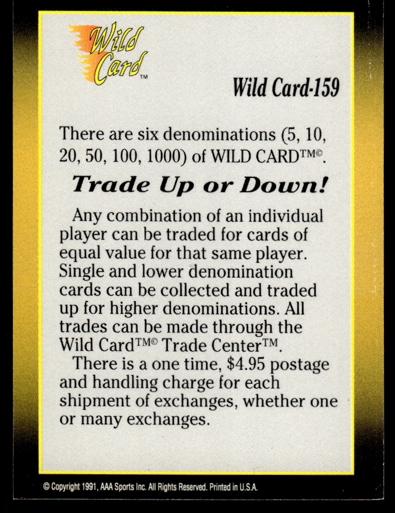 1991 Wild Card Checklist #3 #159 on Kronozio