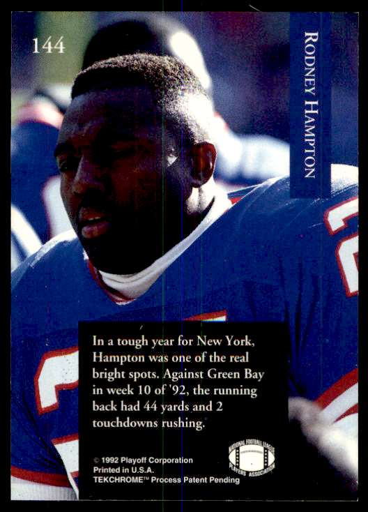 1992 Playoff Rodney Hampton #144 on Kronozio