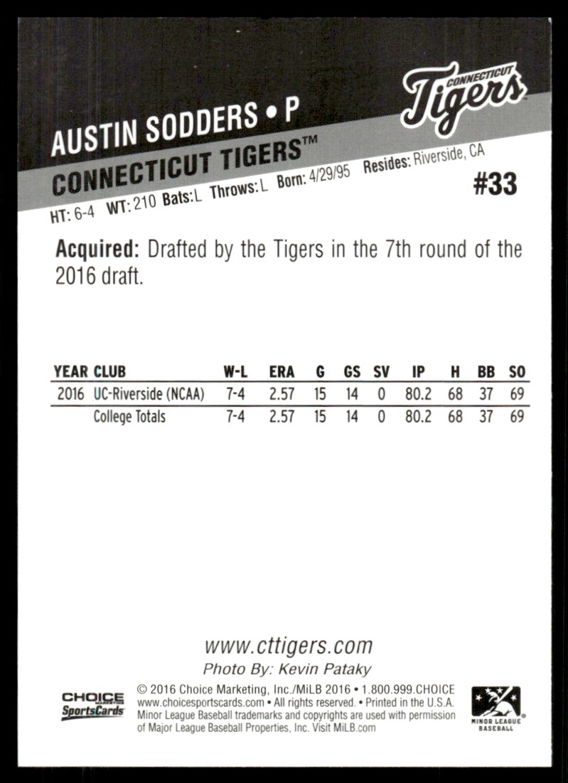 2016 MiLB Austin Sodders on Kronozio
