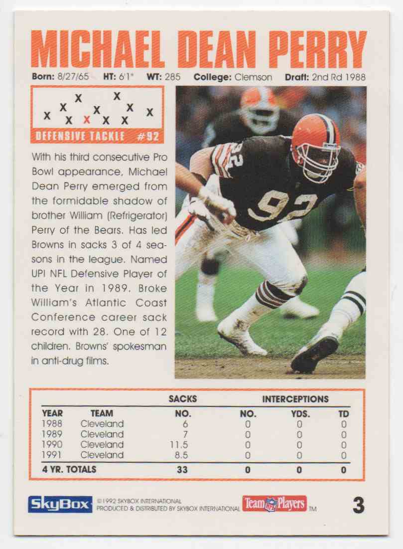 1992 Skybox Impact Michael Dean Perry #3 on Kronozio