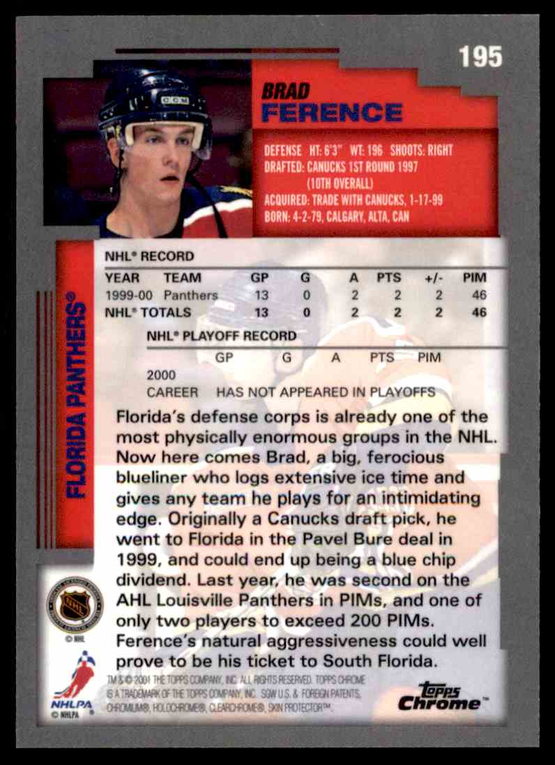 2000-01 Topps Chrome Brad Ference #195 on Kronozio