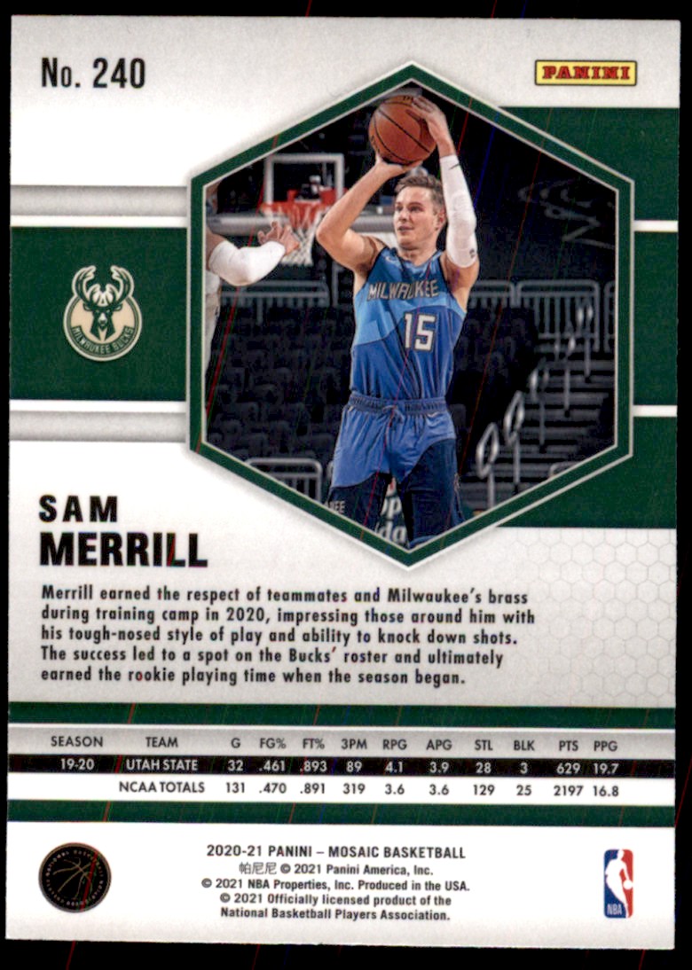 2020-21 Panini Mosaic Sam Merrill #240 on Kronozio