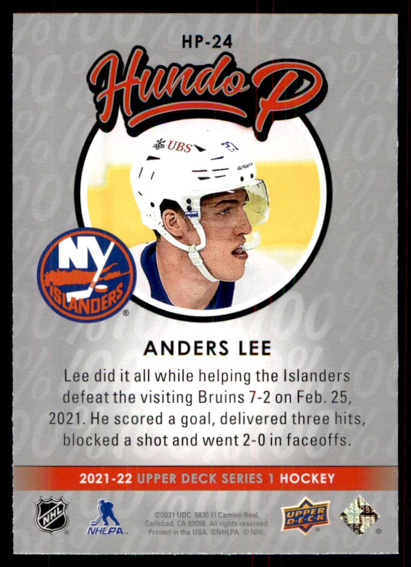 2021-22 Upper Deck Hundo P Anders Lee #HP-24 on Kronozio