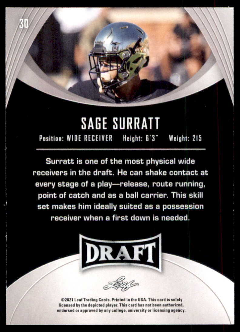 2021 Leaf Draft Sage Surratt #30 on Kronozio