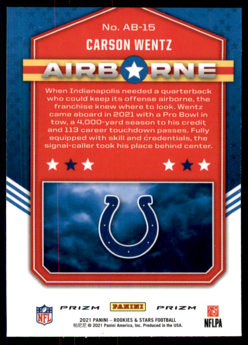 2021 Rookies and Stars Airborne Red Scope Carson Wentz #15 on Kronozio
