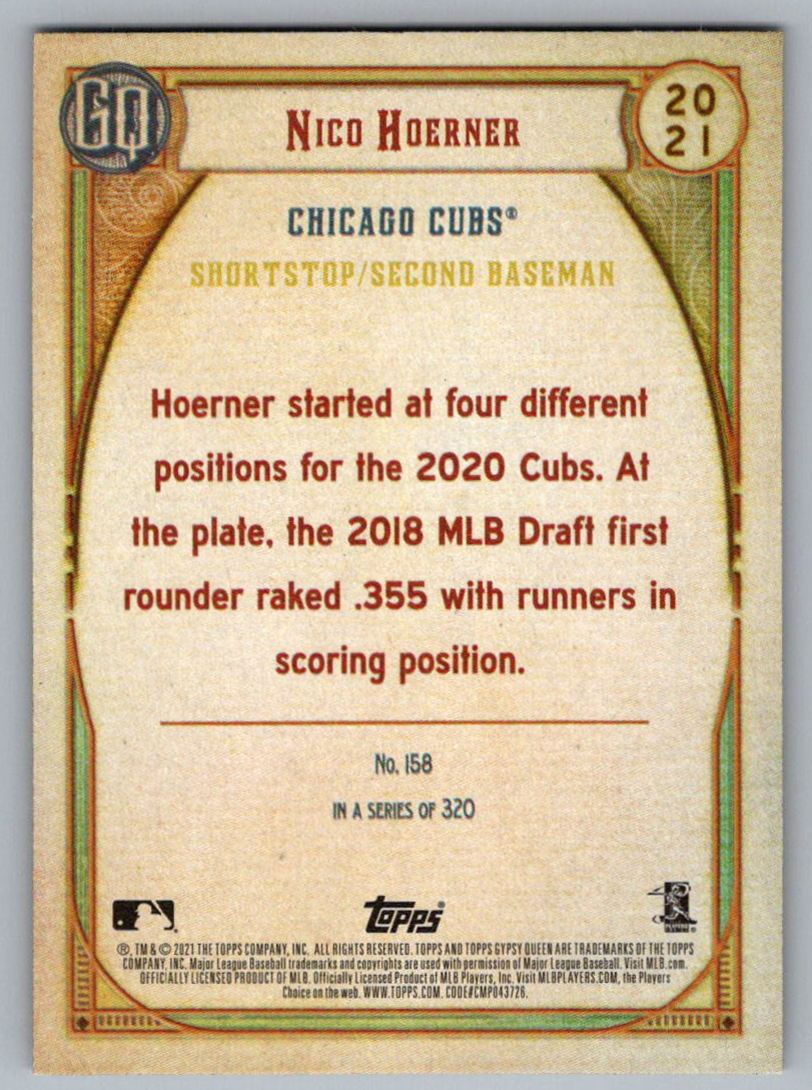2021 Topps Gypsy Queen Nico Hoerner #158 on Kronozio