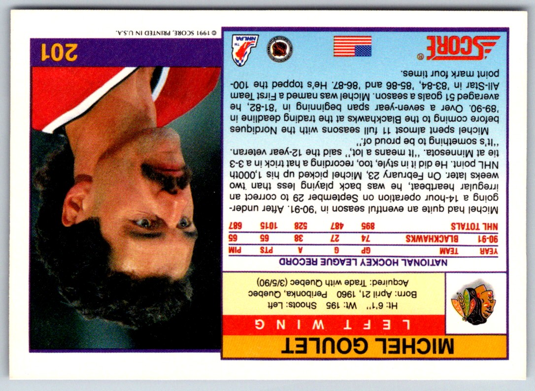 1991-92 Score American Michel Goulet #201 on Kronozio