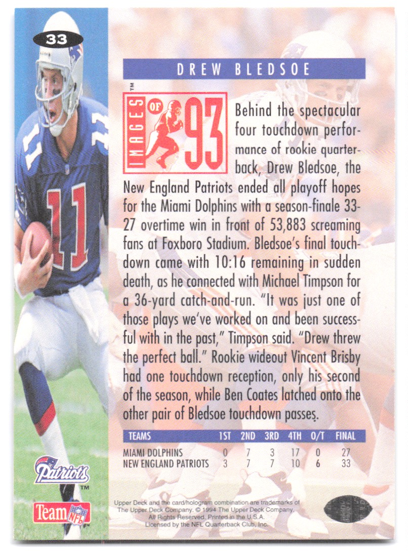 1994 Collector's Choice Drew Bledsoe #33 on Kronozio