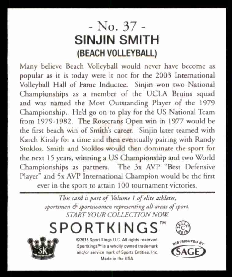 2018 Sportkings Black Back Retail Mini Sinjin Smith #37 on Kronozio
