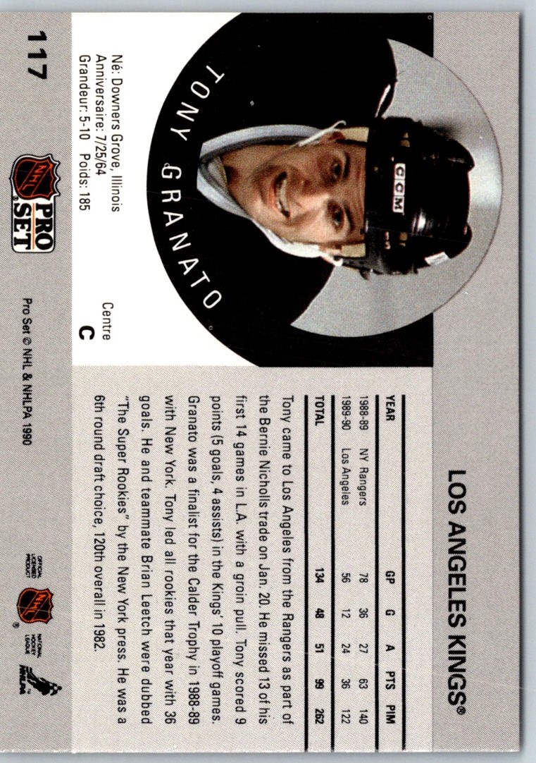 1990-91 Pro Set Tony Granato #117 on Kronozio
