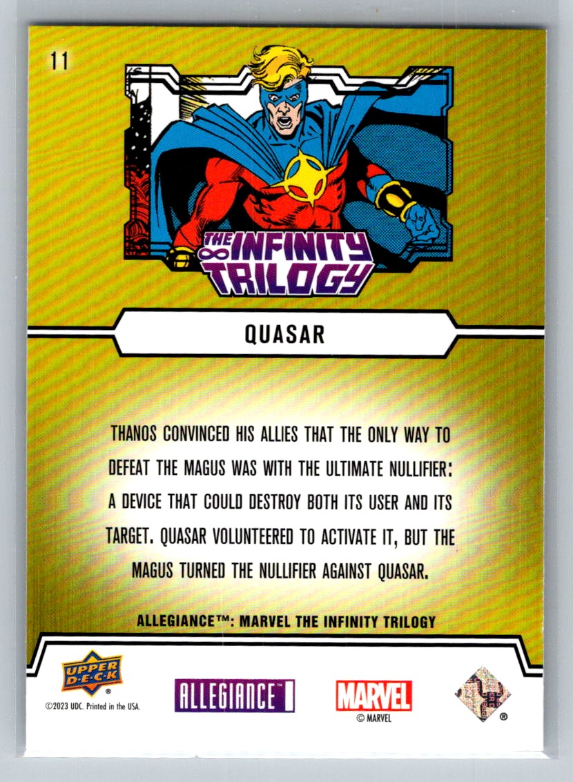 2023 Allegiance Marvel Infinity Trilogy Quasar #11 on Kronozio