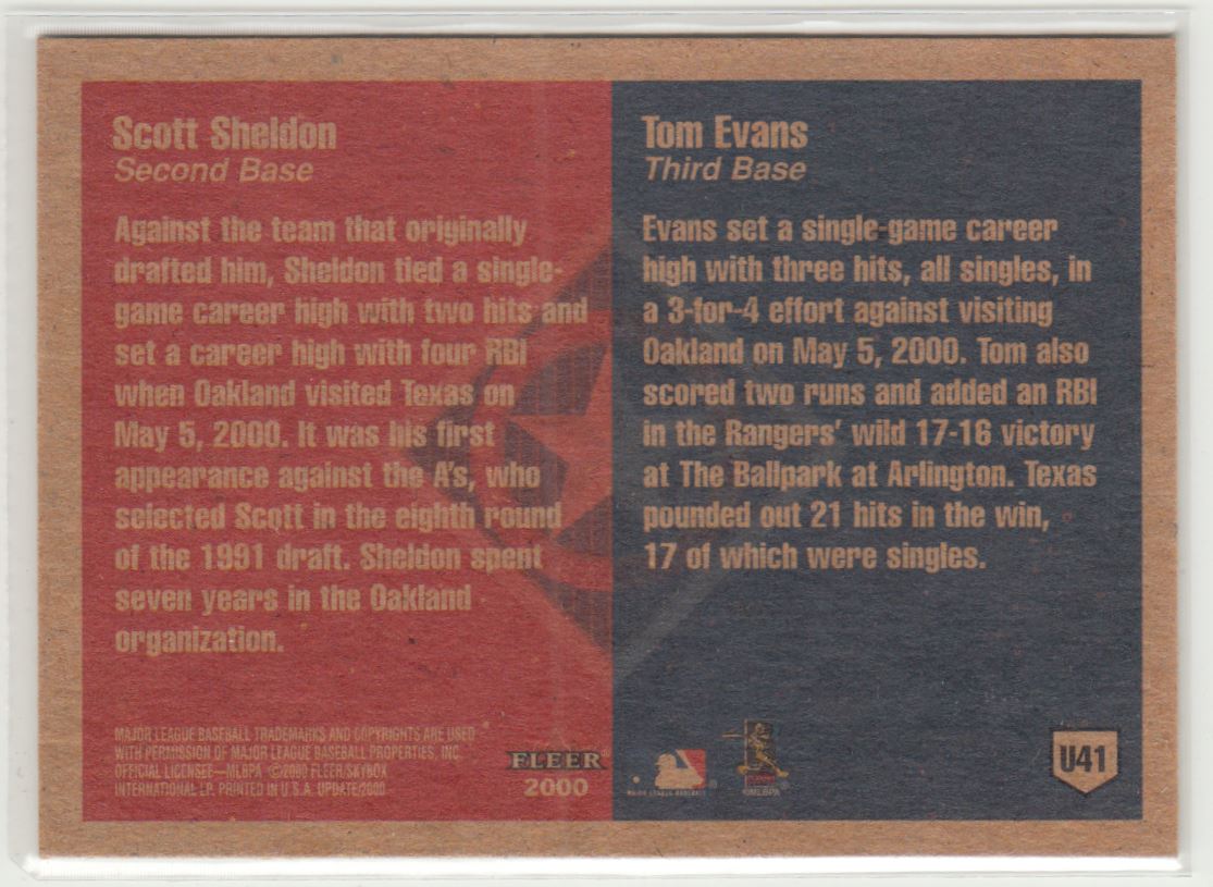 2000 Fleer Tradition Update Scott Sheldon/Tom Evans #U41 on Kronozio