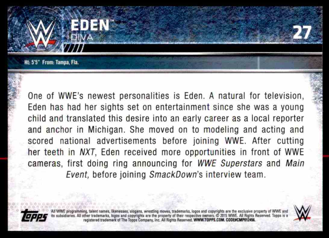2015 Topps Wwe Eden #27 on Kronozio