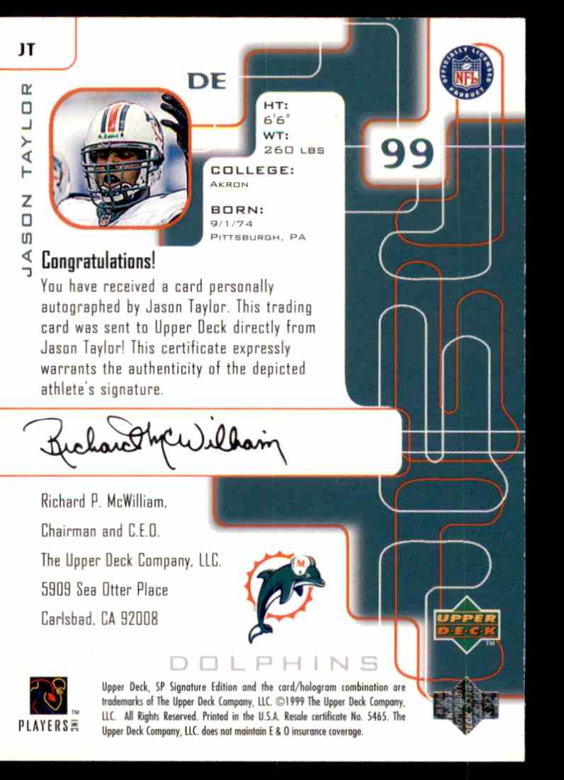 1999 SP Signature Edition Jason Taylor on Kronozio