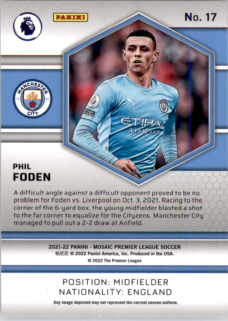 2021 Panini Mosaic English Premier League Phil Foden #17 on Kronozio