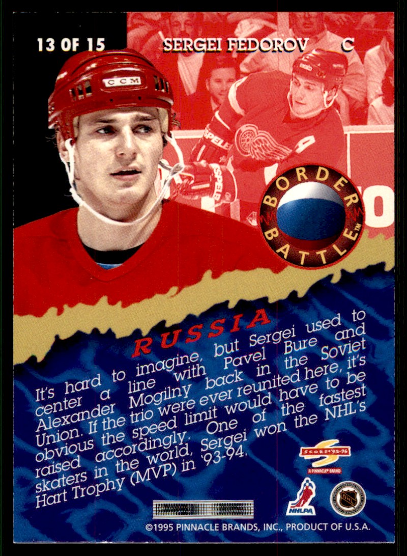 1995-96 Score Border Battle Sergei Fedorov #13 on Kronozio