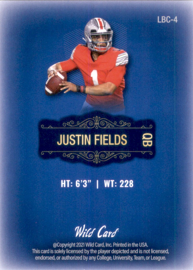 2021 Wild Card Matte Blue Football Card Justin Fields #LBC4 on Kronozio