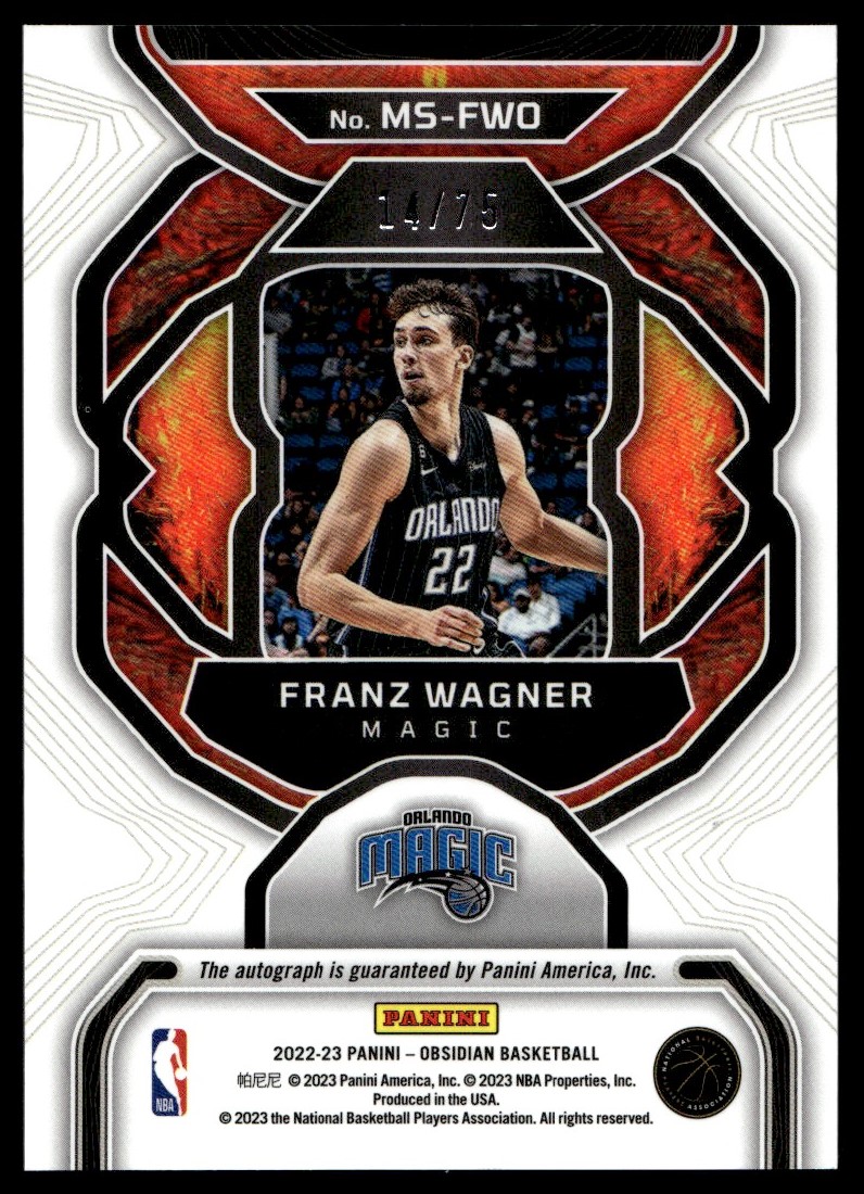 2022-23 Panini Obsidian Magmatic Signatures Purple Electric Etch Franz ...