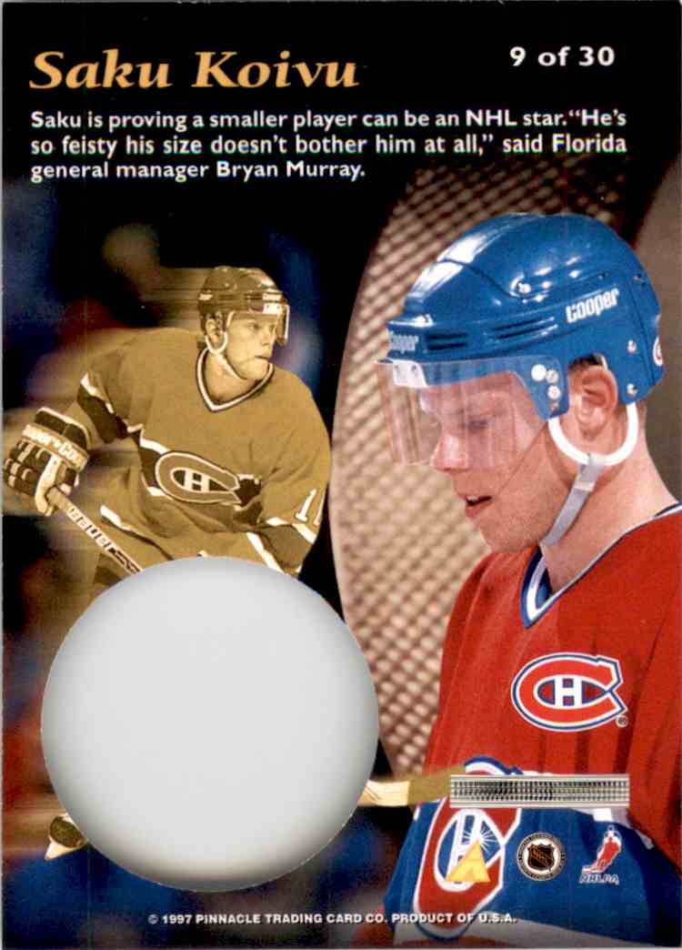 1996-97 Pinnacle Mint Hockey Card Saku Koivu #9 on Kronozio
