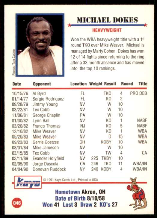 1991 Kayo Michael Dokes #046 on Kronozio