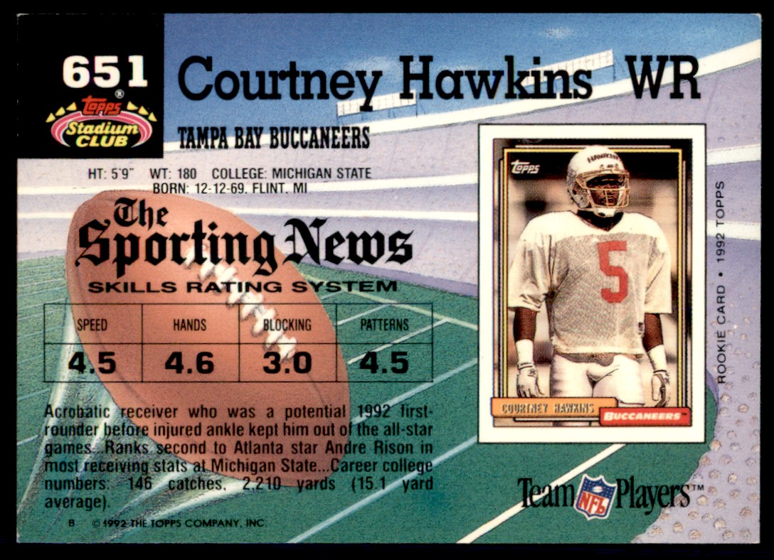1992 Topps Stadium Club Courtney Hawkins #651 on Kronozio