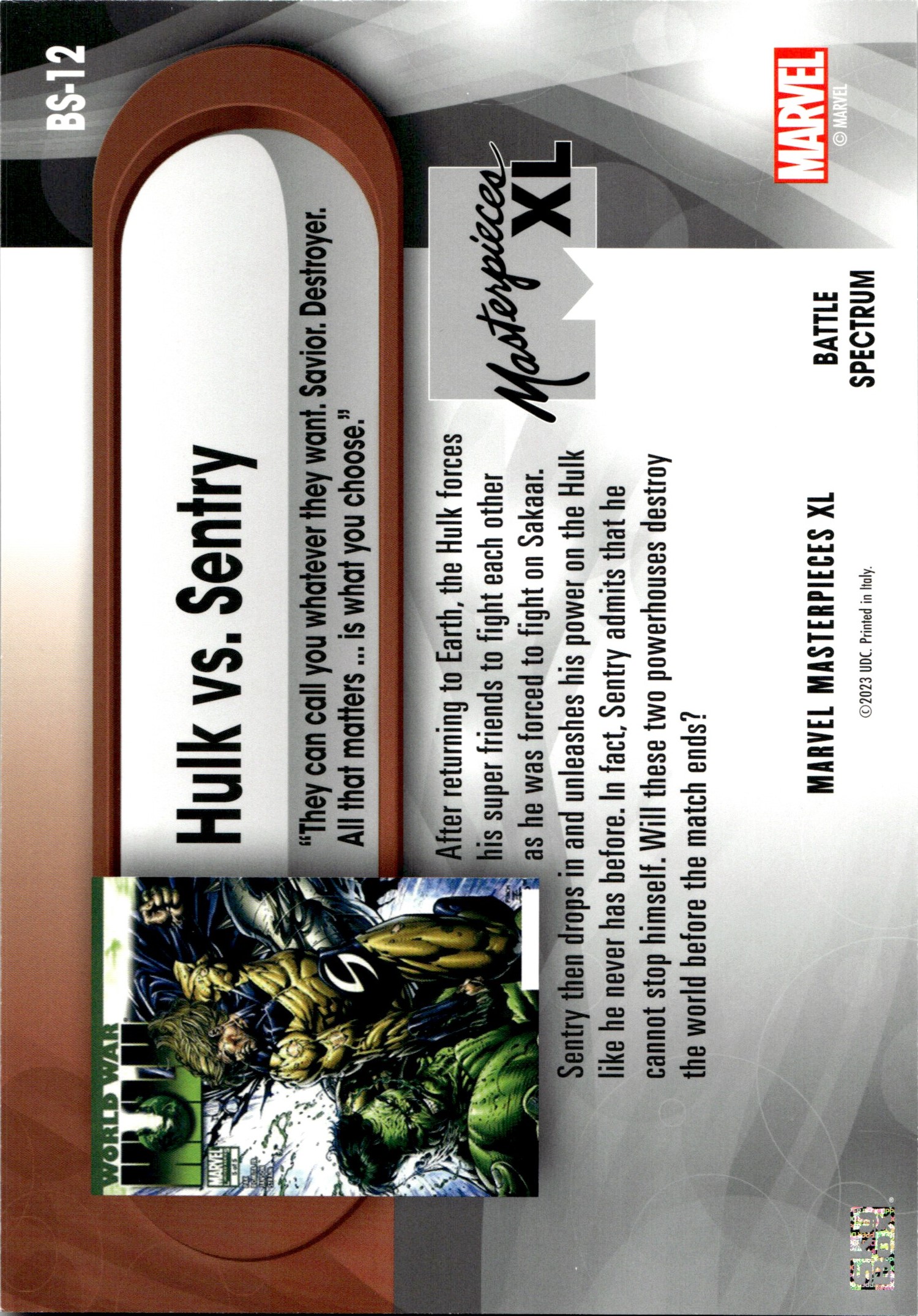 2024 Marvel Masterpieces XL Battle Spectrum 5x7 Hulk vs Sentry #BS-12 ...