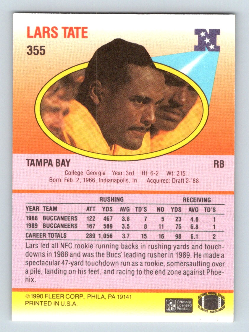 1990 Fleer Lars Tate #355 on Kronozio