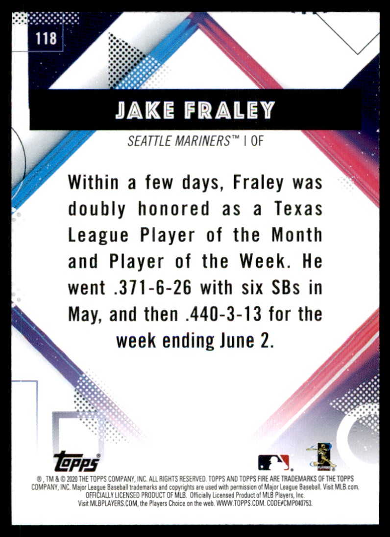 2020 Topps Fire Jake Fraley #118 on Kronozio