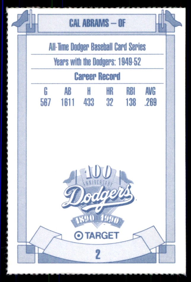 1990 Target Dodgers Cal Abrams #2 on Kronozio