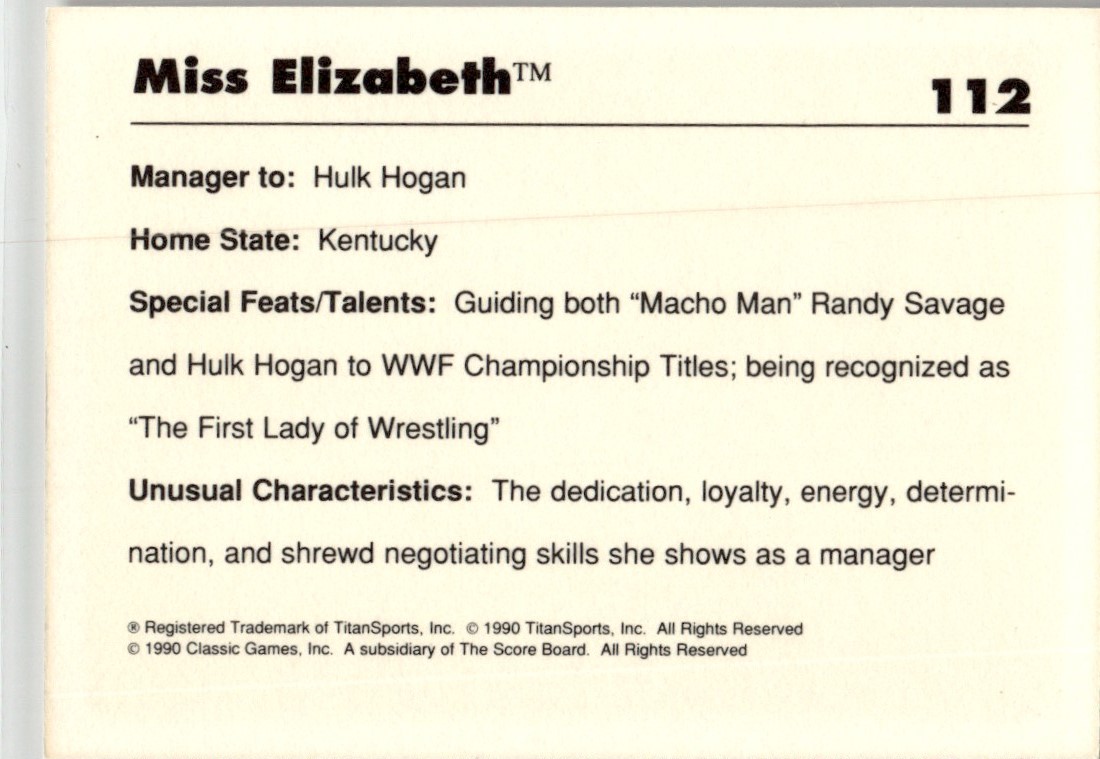 1990 Classic WWF Miss Elizabeth #112 on Kronozio