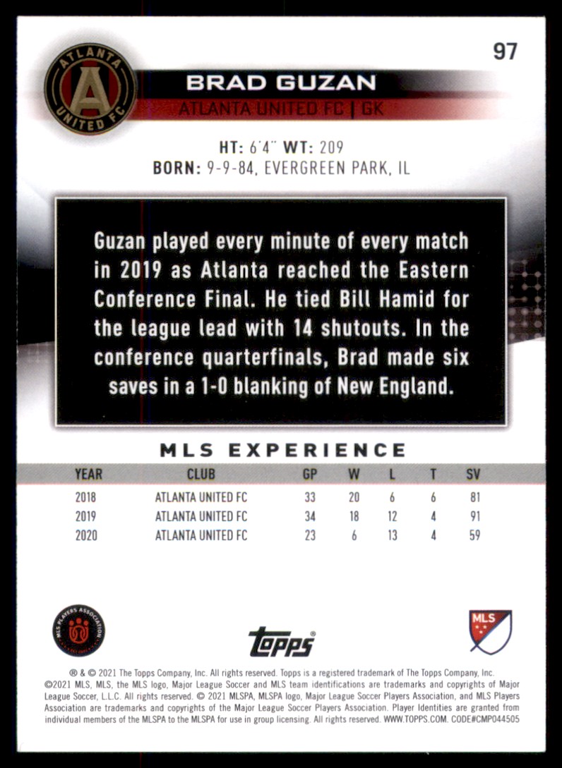 2021 Topps MLS Icy Foil Brad Guzan #97 on Kronozio