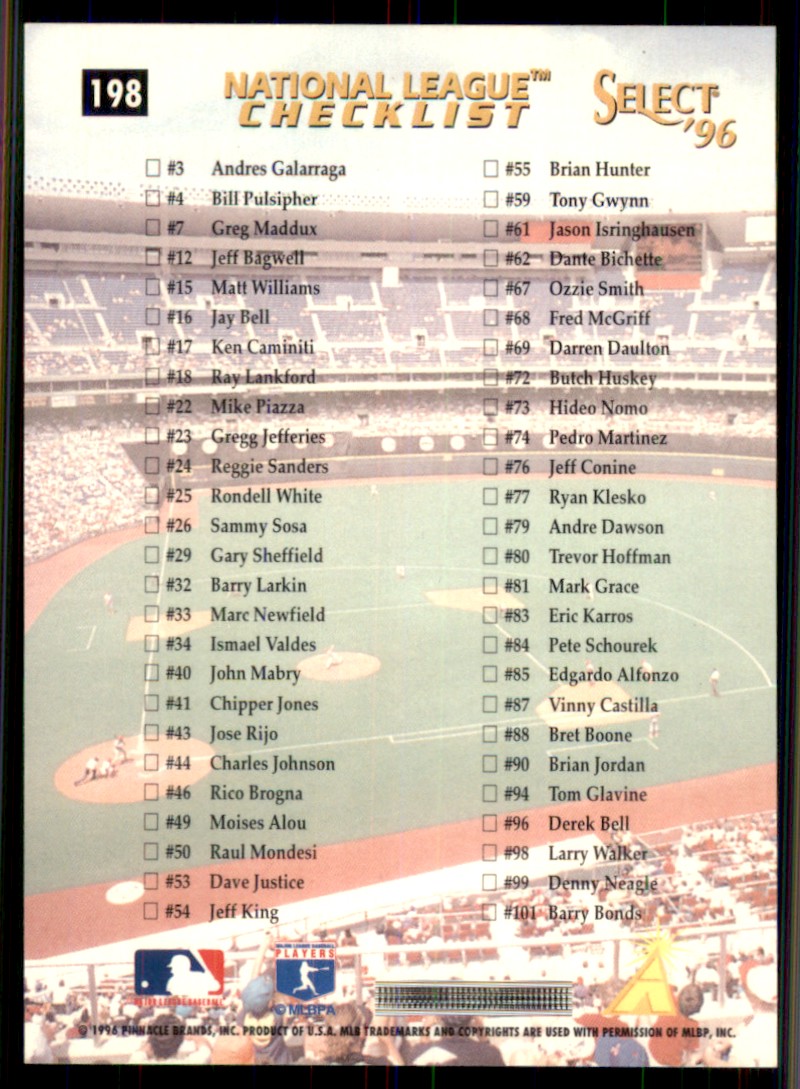 1996 Select Greg Maddux #198 on Kronozio