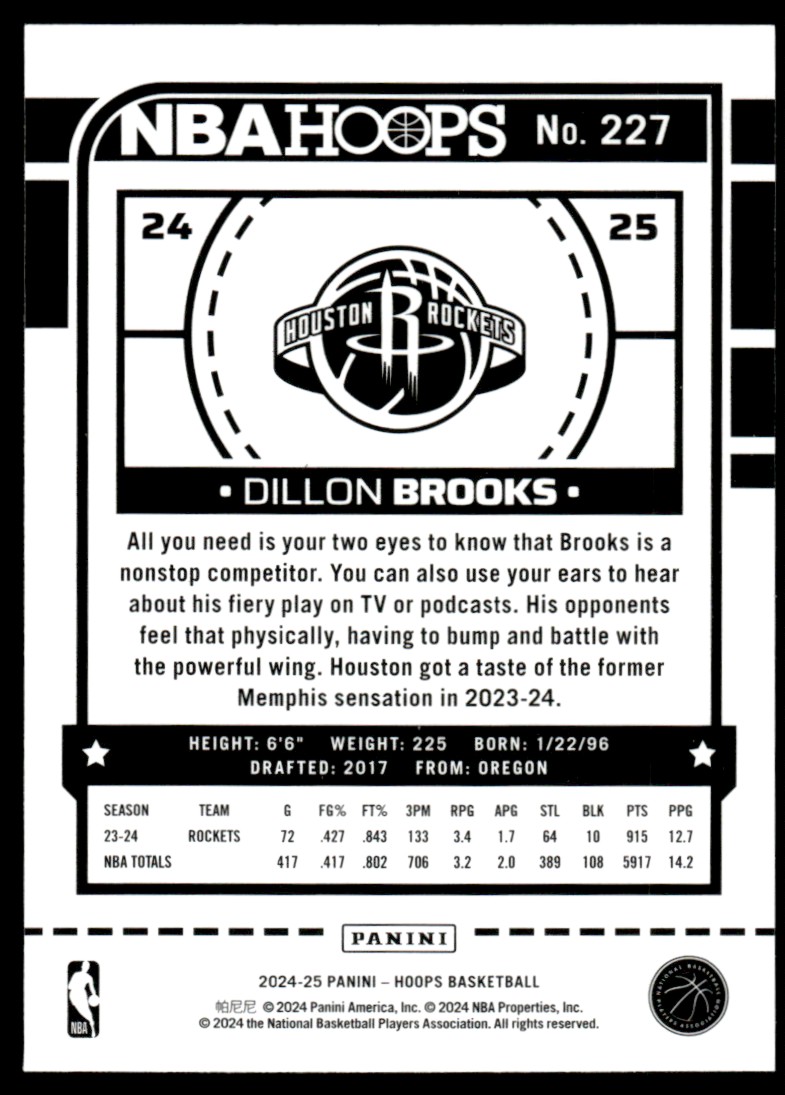 2024-25 Hoops Dillon Brooks #227 on Kronozio