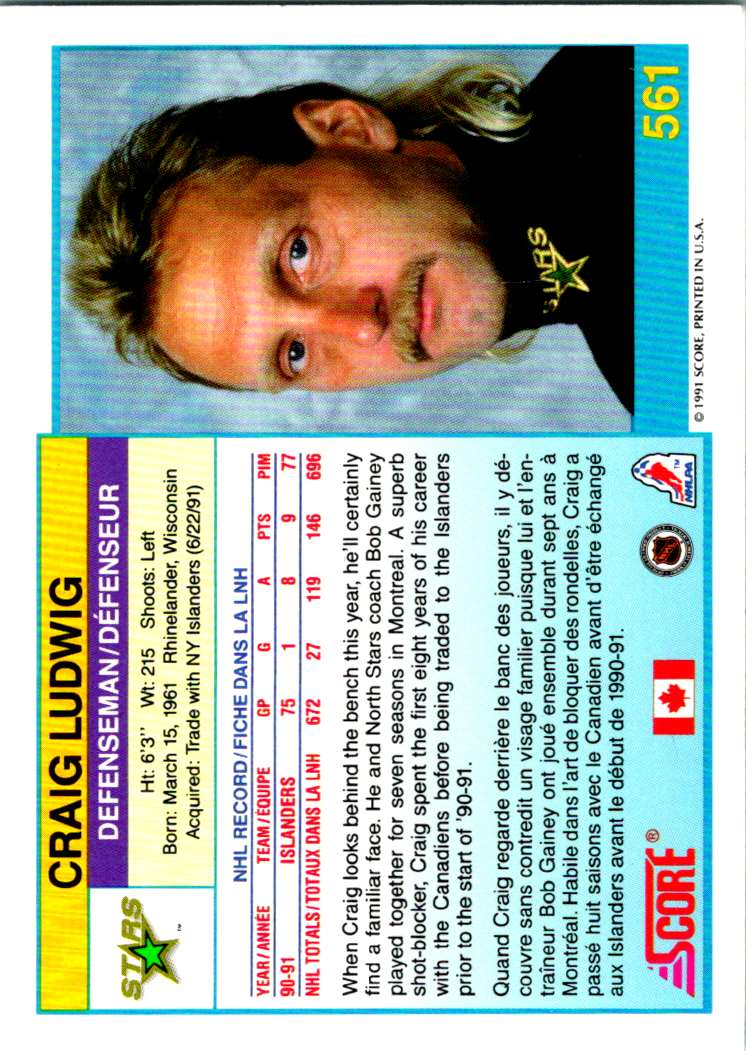 1991-92 Score Craig Ludwig #561 on Kronozio
