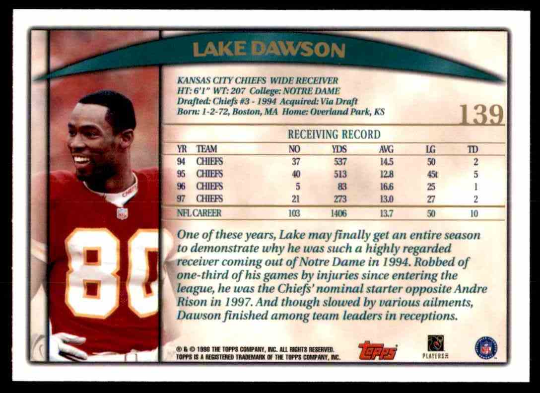 1998 Topps Lake Dawson #139 on Kronozio