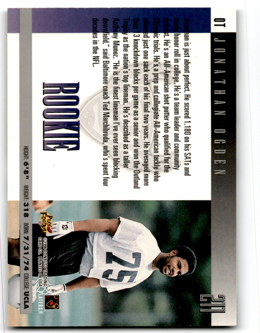 1996 Donruss Jonathan Ogden #211 on Kronozio