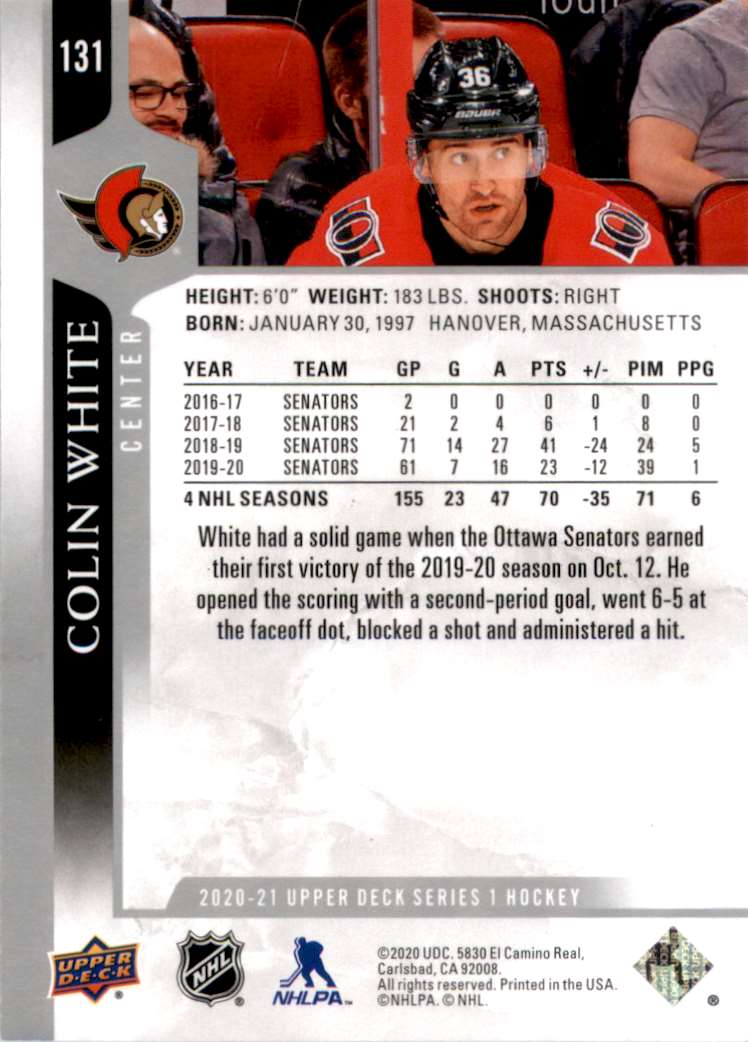 2020-21 Upper Deck Colin White #131 on Kronozio