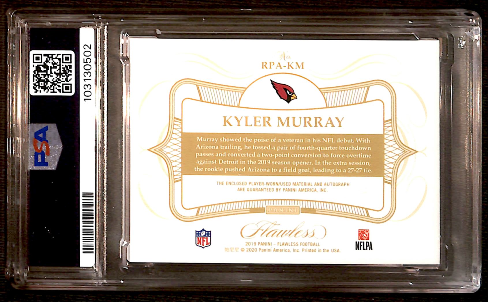 2019 Flawless Rookie Patch Auto Ruby Kyler Murray RPA on Kronozio