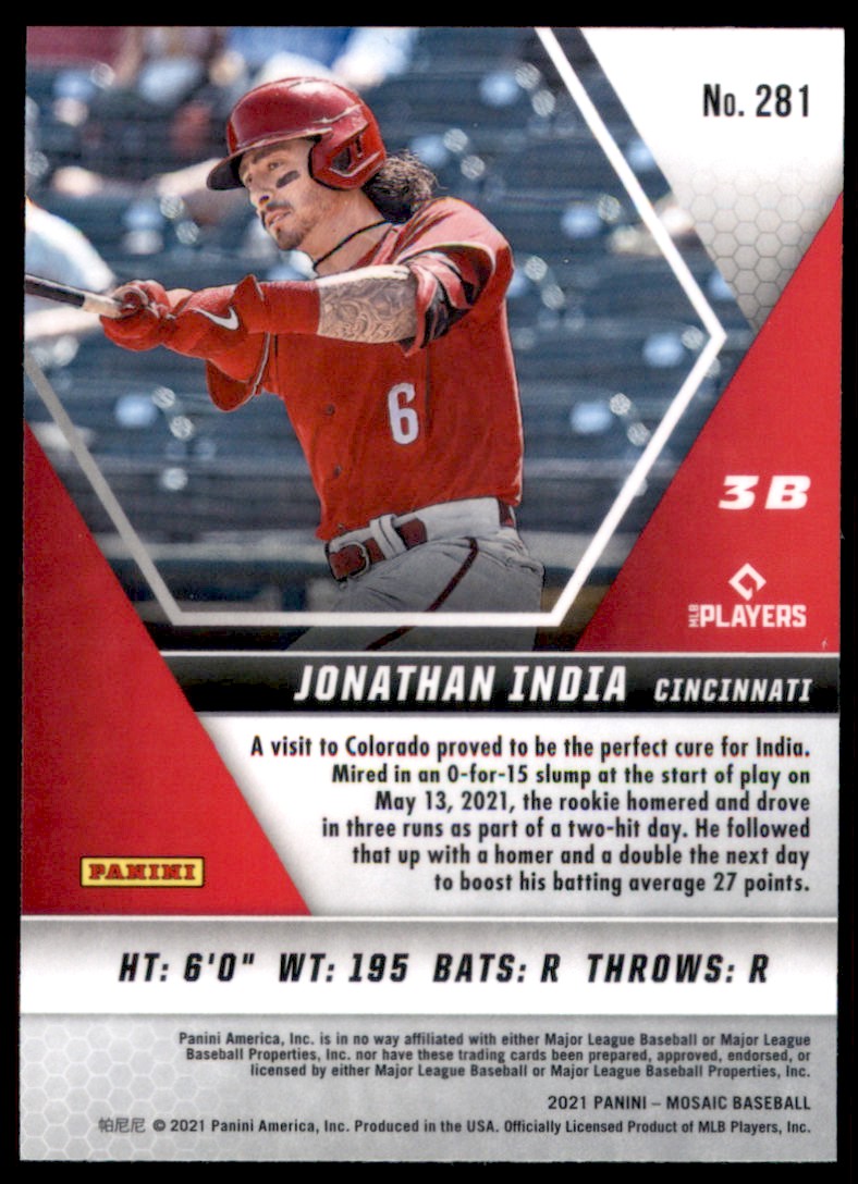 2021 Panini Mosaic Jonathan India RC #281 on Kronozio