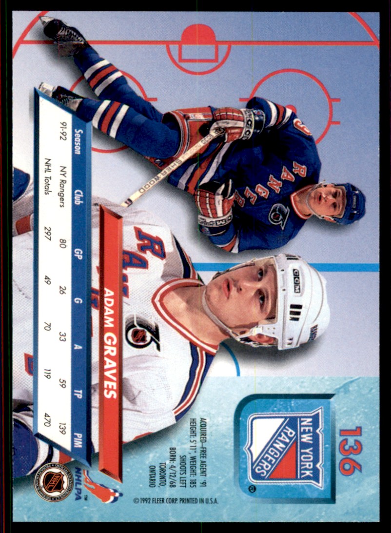 1992-93 Ultra Adam Graves #136 on Kronozio