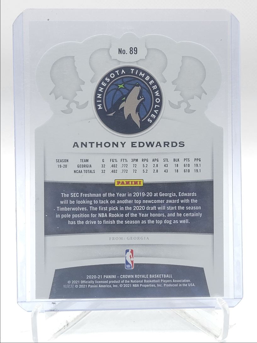 2020-21 CROWN ROYALE ROOKIE BASKETBALL DIE CUT ANTHONY EDWARDS on Kronozio