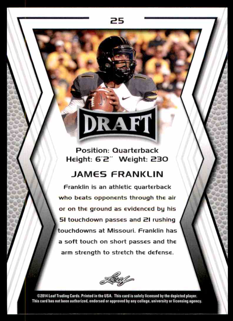2014 Leaf Draft Gold Football Card James Franklin #25 on Kronozio