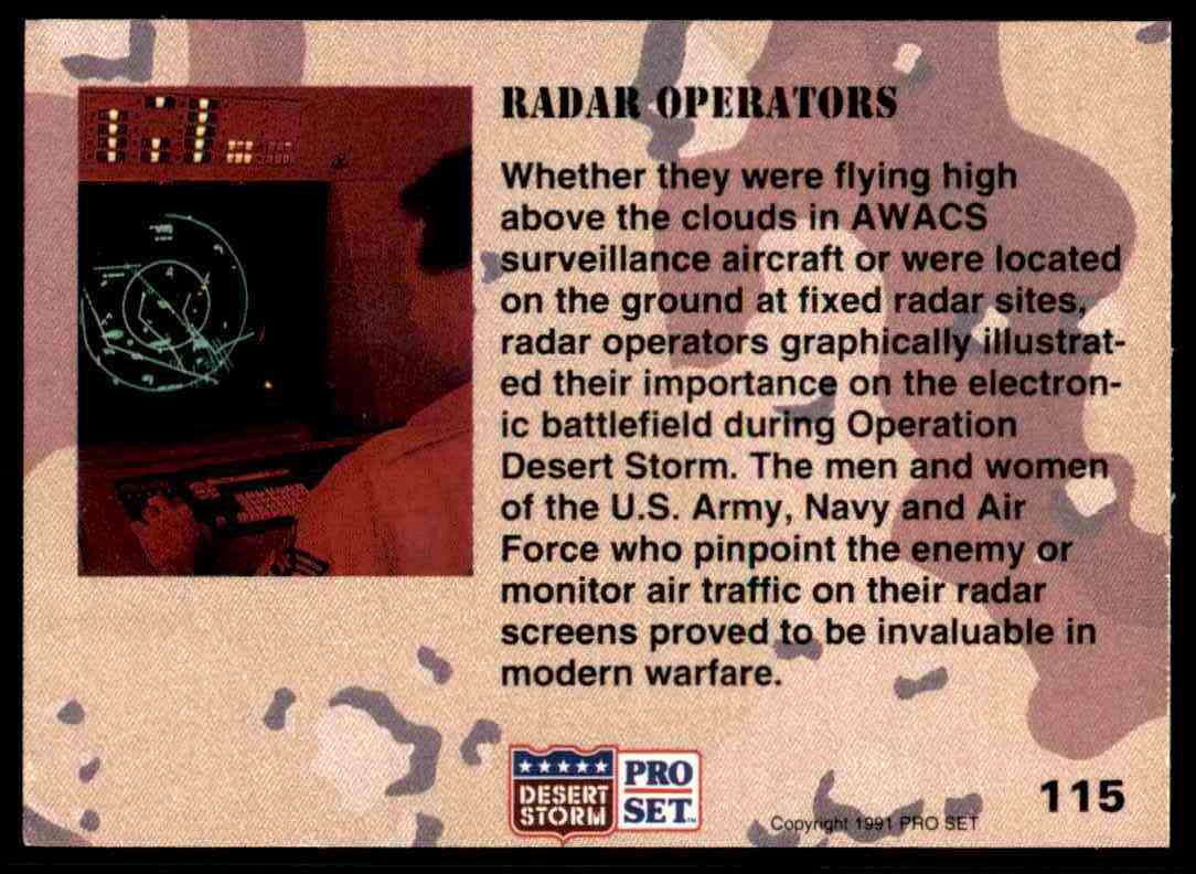 1991 Desert Storm Pro Set Radar Operators #115 on Kronozio