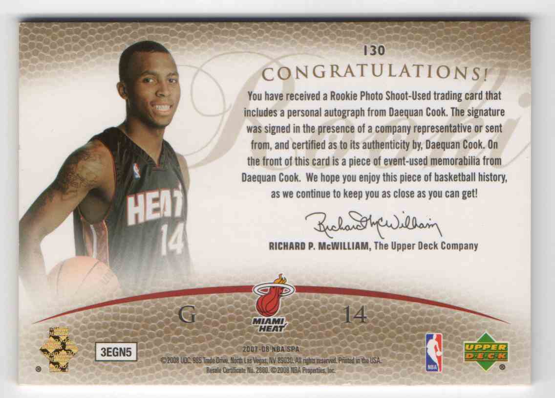 2007-08 SP Authentic Daequan Cook #130 on Kronozio